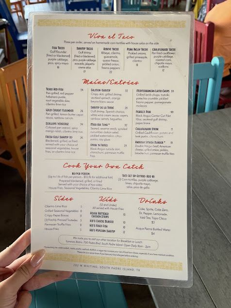 Viva South Padre Island Restaurant Menu | Fresh Seafood, Waterfront ...