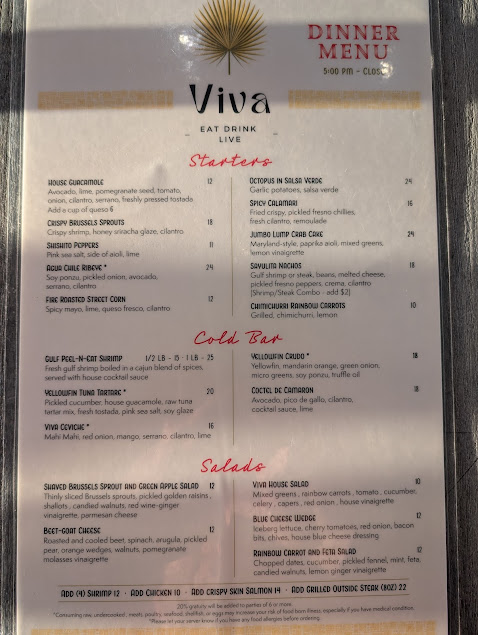Viva South Padre Island Restaurant Menu | Fresh Seafood, Waterfront ...